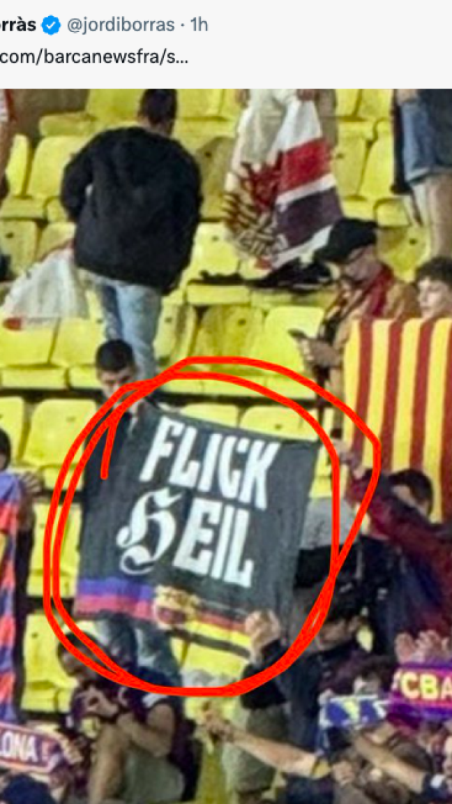 Bandera nazi de muy mal gusto de los aficionados del Barça en Mónaco ...